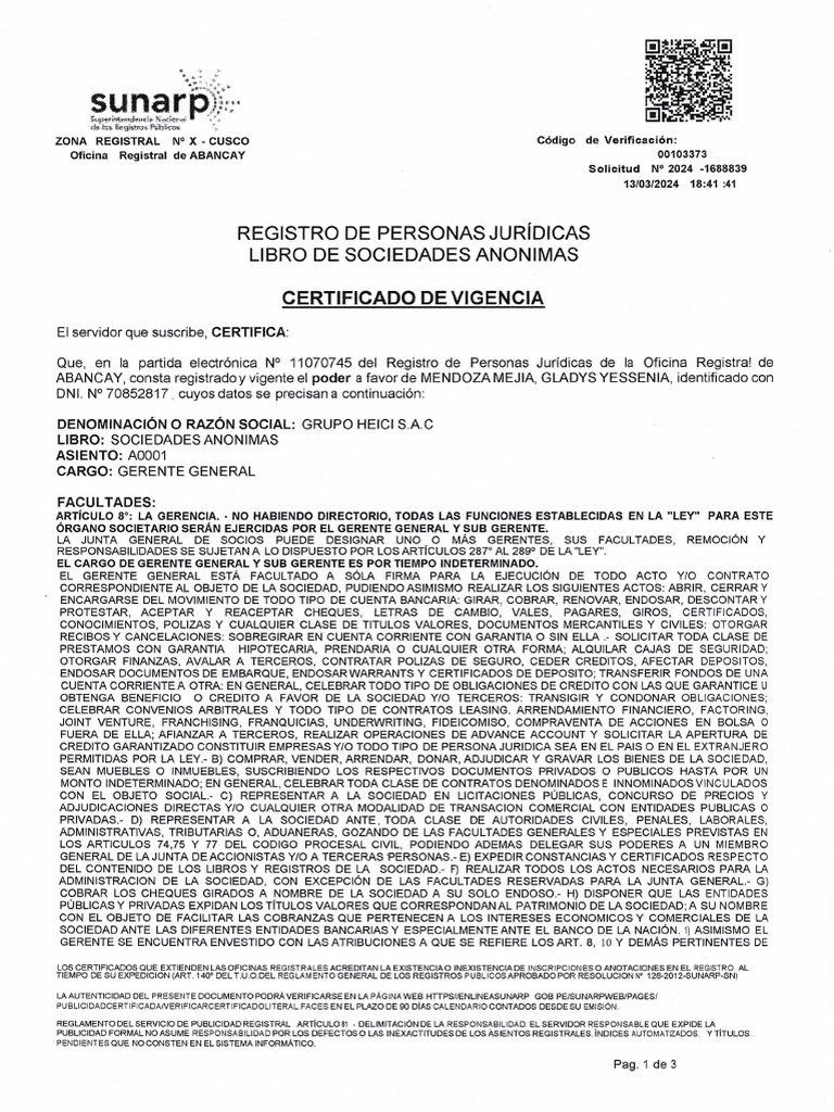 Certificado Vigencia | PDF | Derecho privado