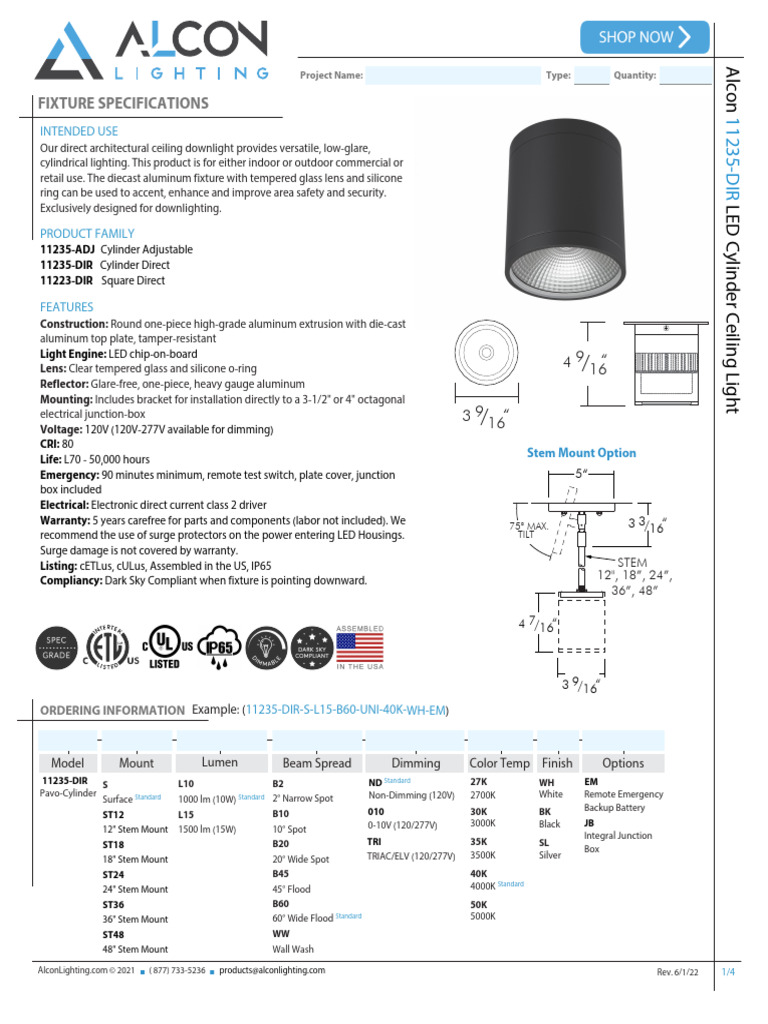 Fixture Specifications: Intended Use | PDF | Electrical Engineering ...