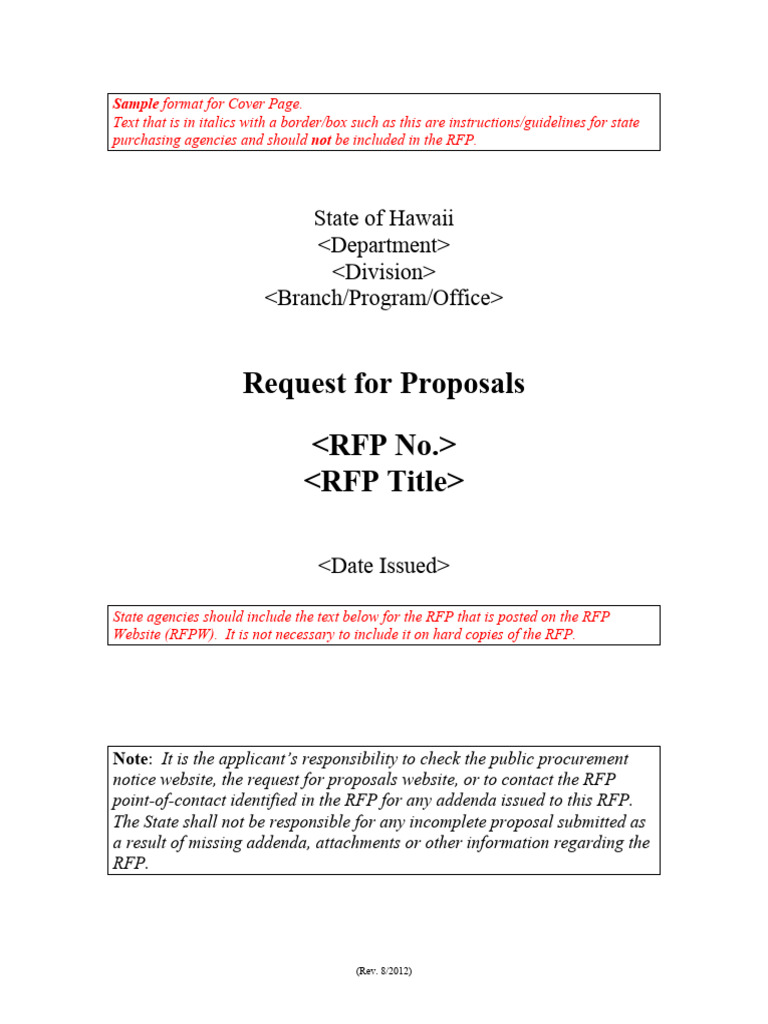 Hawaii RFP Format for Primary Care Services | PDF | Request For ...