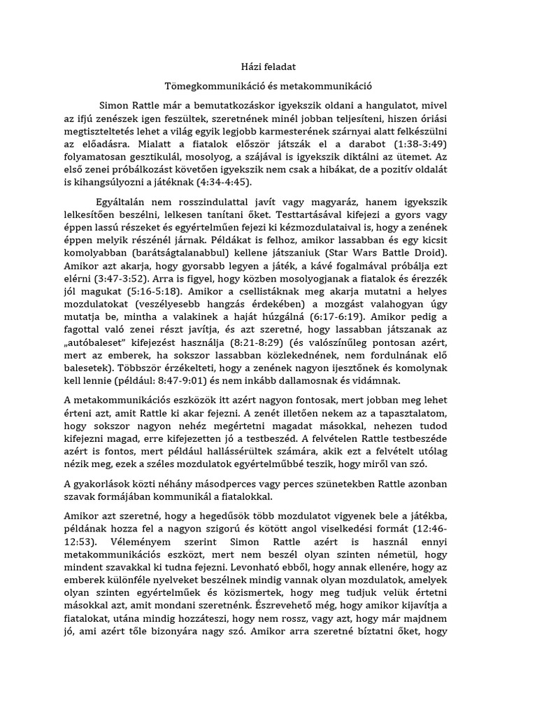 Házi Feladat A Kommunikációról | PDF