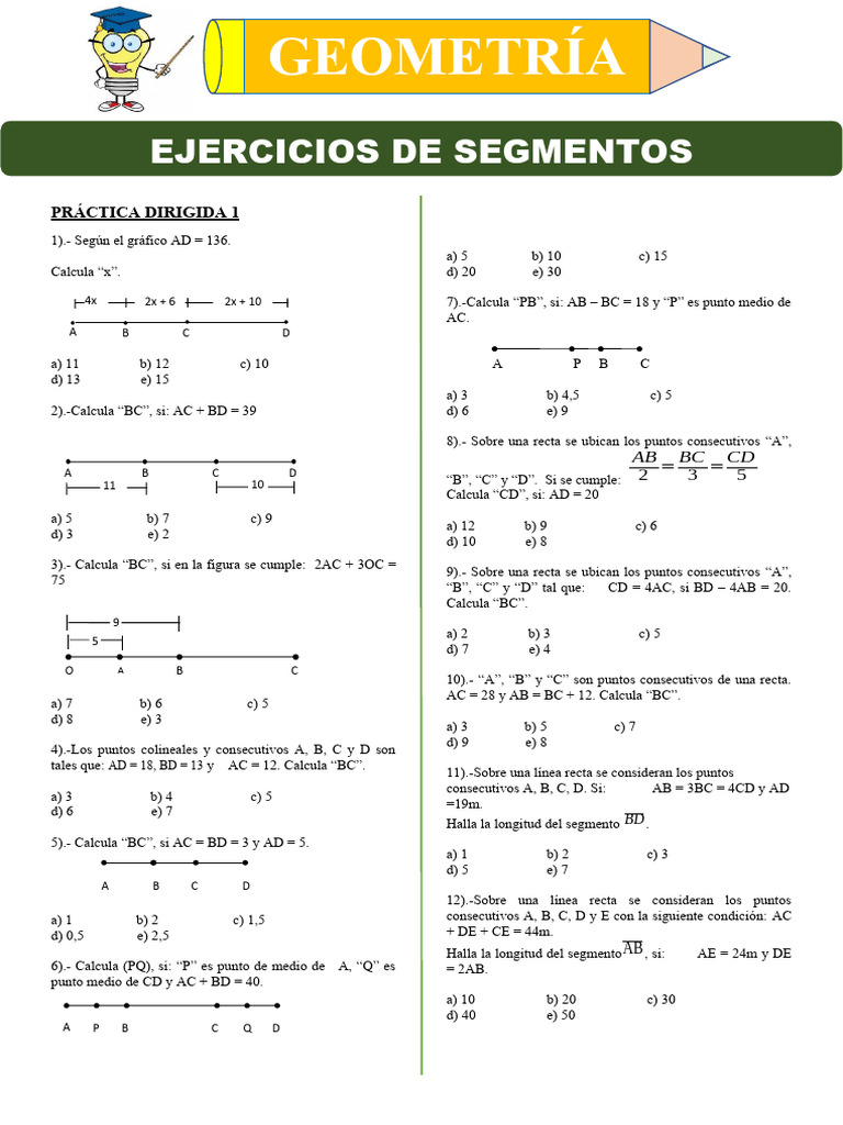 Ejercicios Segmentos_3ro Sec | PDF | Geometría