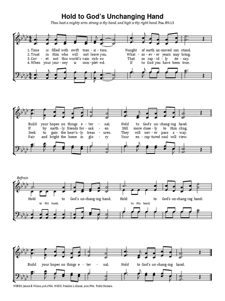 Hold to God's Unchanging Hand Hymn | PDF