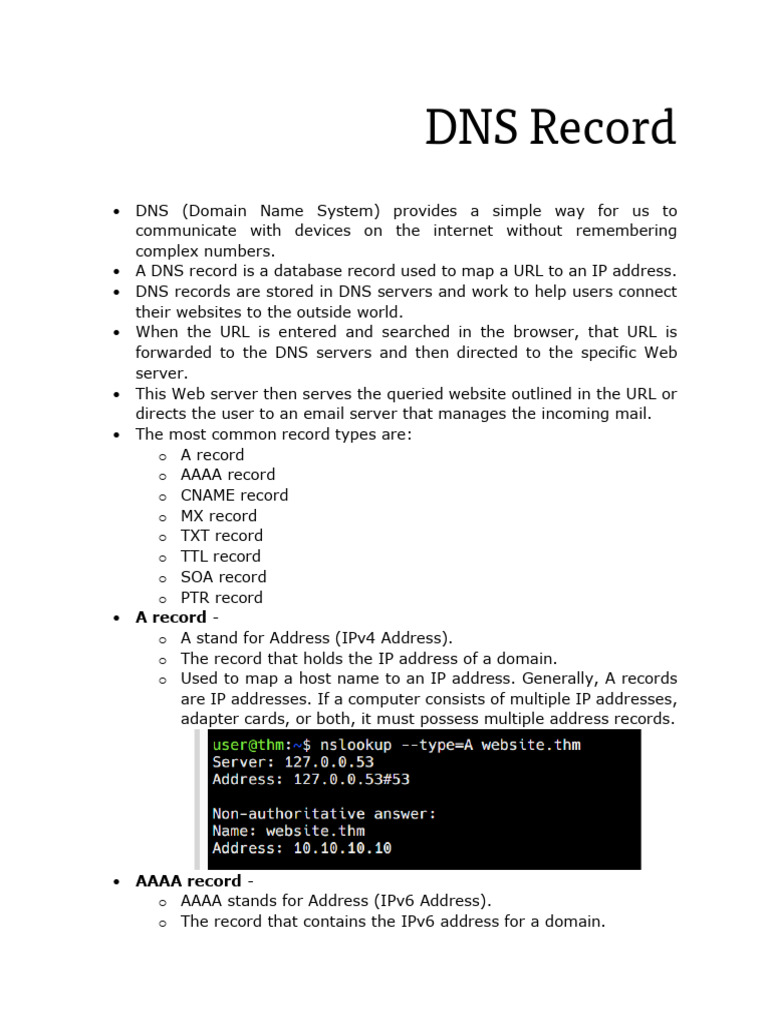 DNS Record | PDF | Domain Name System | Domain Name