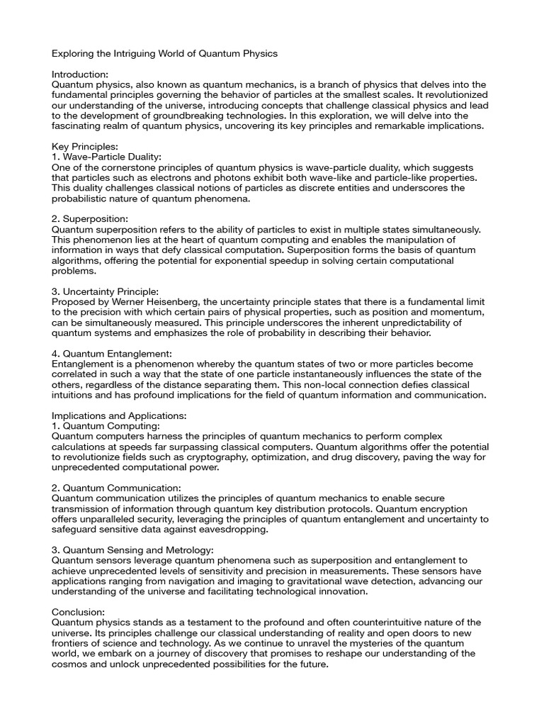 Exploring The Intriguing World of Quantum Physics | PDF | Quantum Mechanics | Physics