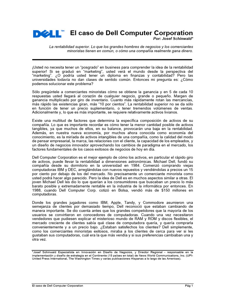 El Caso de Dell Computer Corporation | PDF