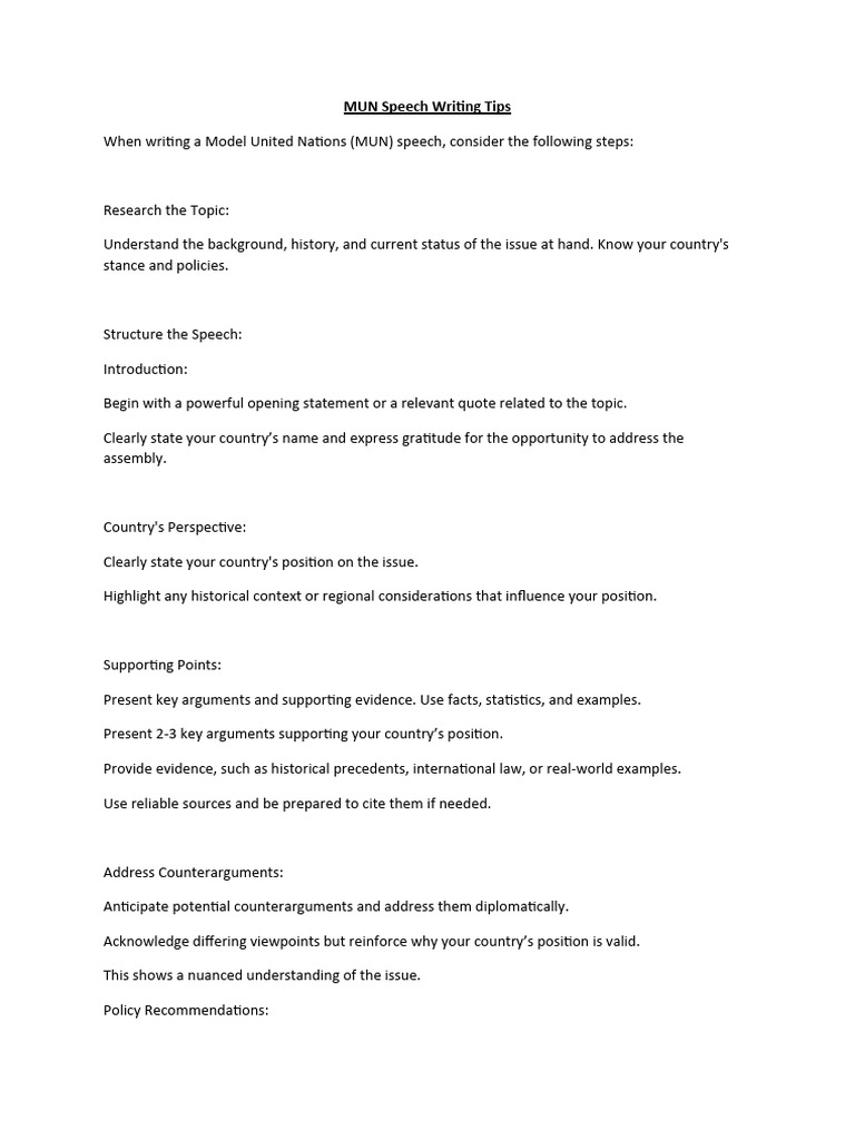 MUN Speech Writing Tips | PDF | Sustainability | Climate Change