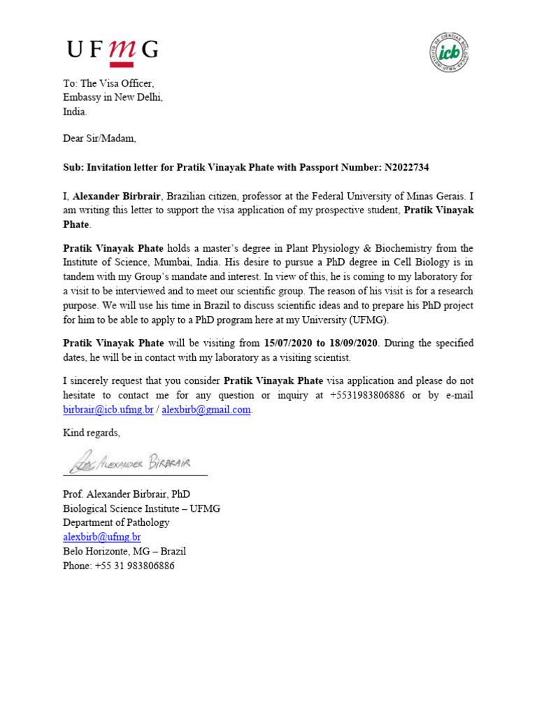 Invitation Letter Brazil | PDF