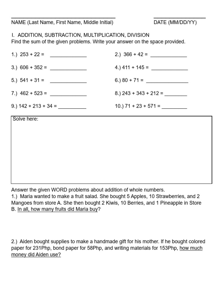 Summativeexam Q1 Math | PDF | Numbers | Mathematics