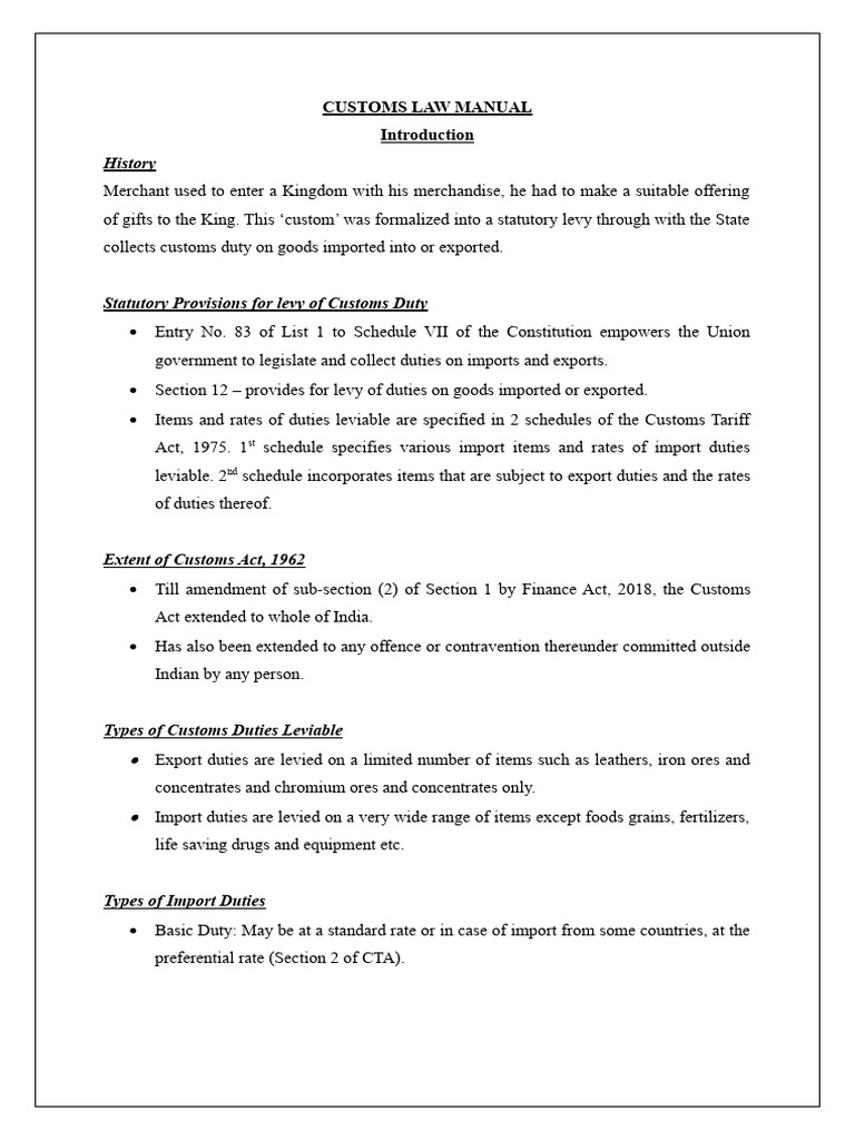 Customs Law Manual Overview 2025 | PDF | Customs | Prices
