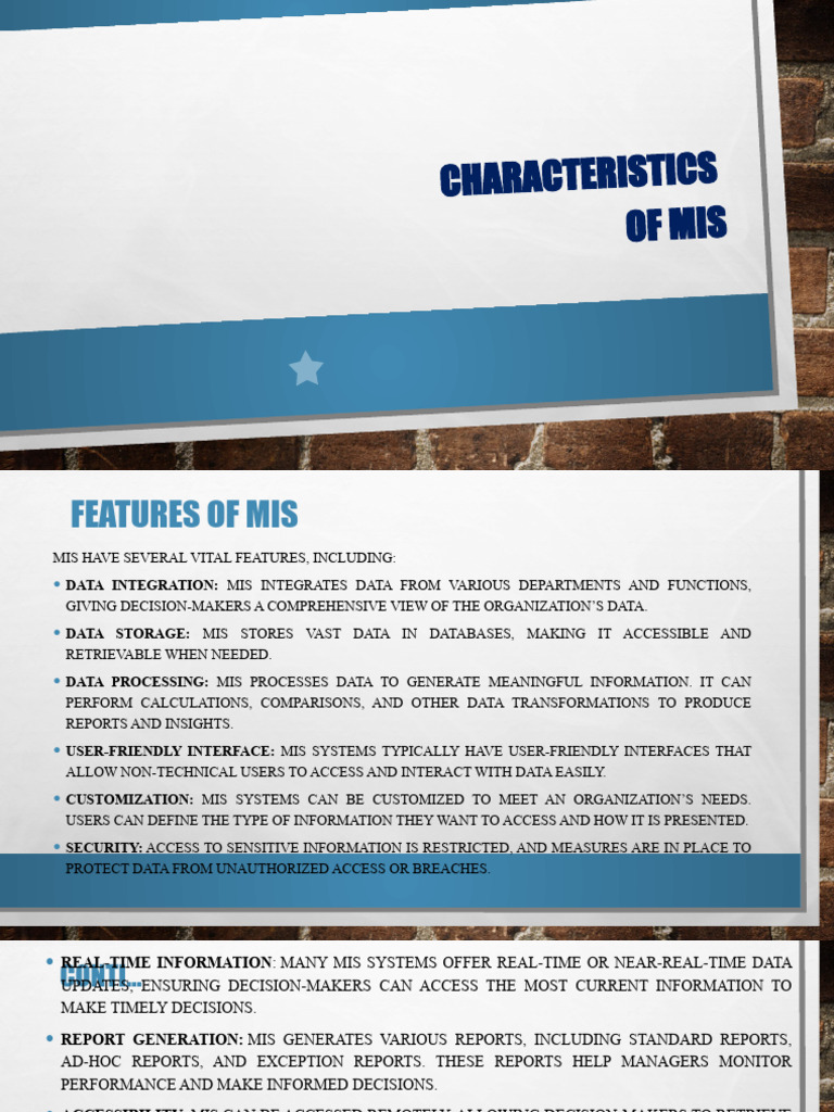 Characteristics of MIS. | PDF | System | Management Information System