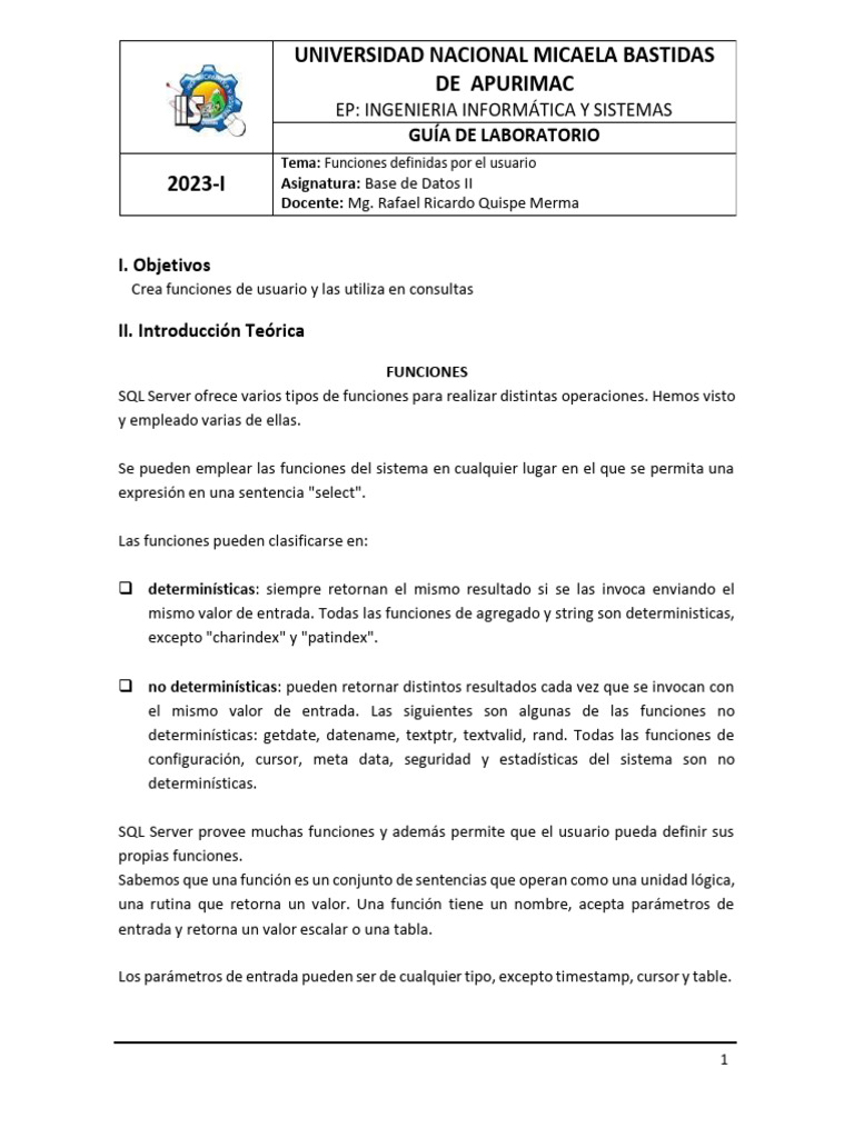 Guia Funciones | PDF | SQL | Servidor SQL de Microsoft