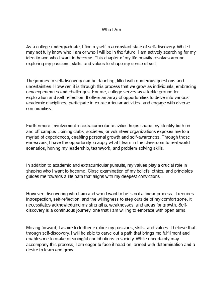 Who I Am | PDF | Identity (Social Science) | Personal Development
