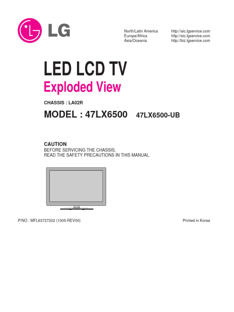 47LX6500 LCD 3D Exploded | PDF | Electrical Engineering | Electricity