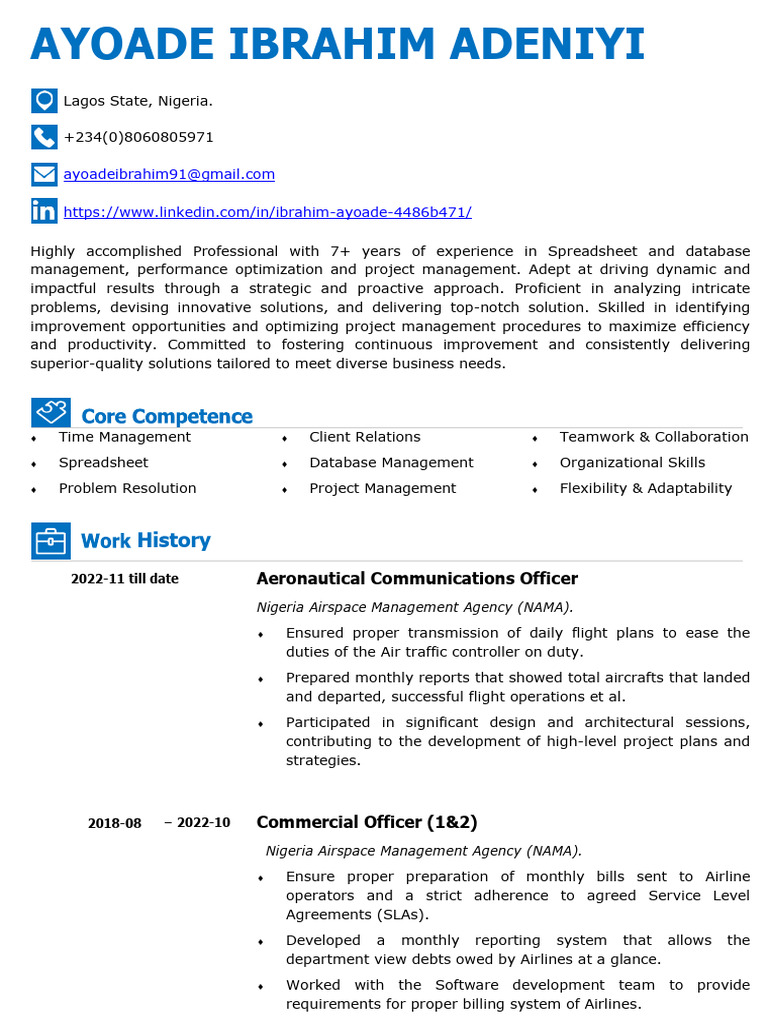 Ayoade Ibrahim CV | PDF | Financial Modeling | Project Management
