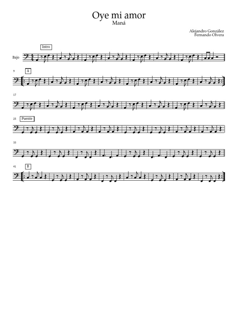 Oye Mi Amor - Maná Partituras | PDF