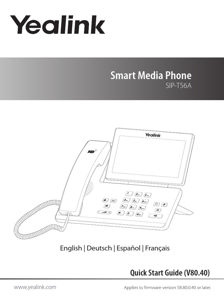 Yealink SIP-T56A Quick+Start+Guide V80 40 de ES FR | Download Free PDF | Ip Address | Computer ...