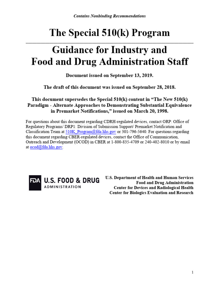 The Special 510 (K) Program | PDF | Federal Food | Food And Drug ...