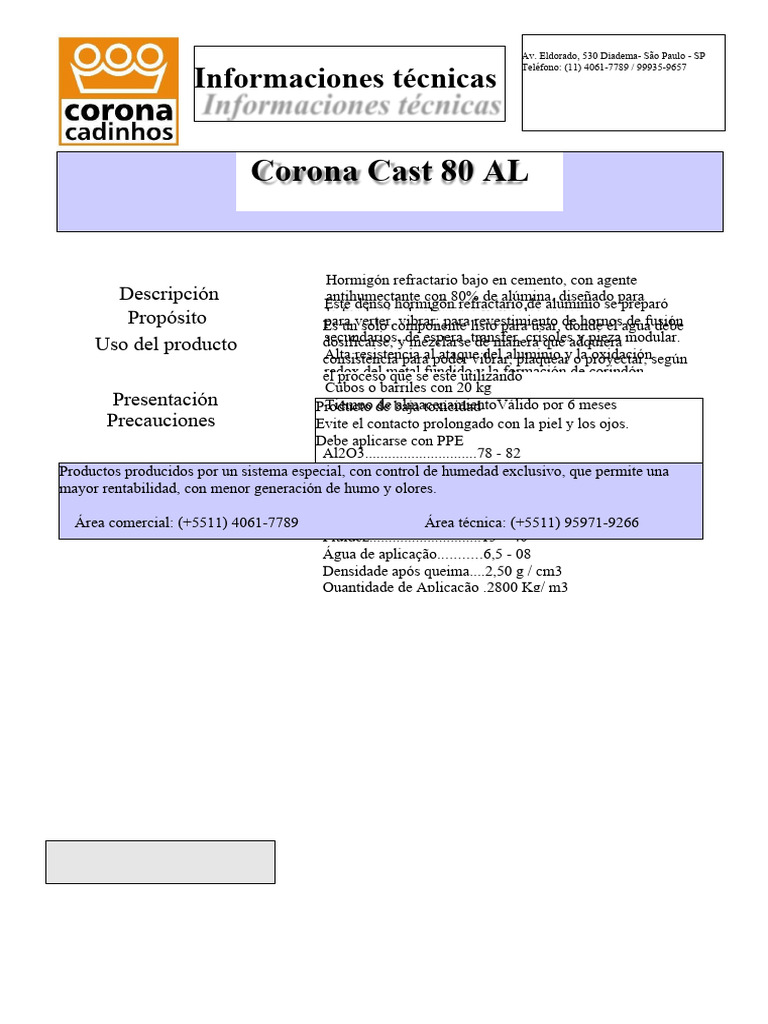 Corona Cast 80 AL | PDF