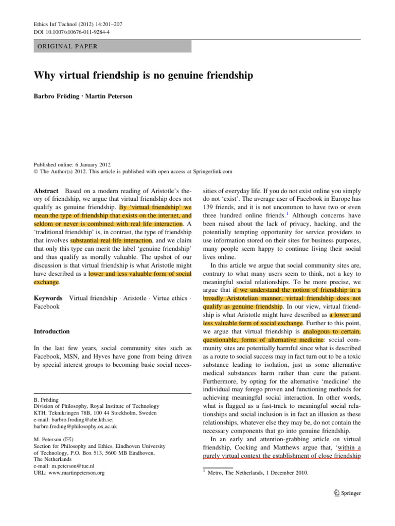 Virtual Friendships | PDF | Friendship | Virtue