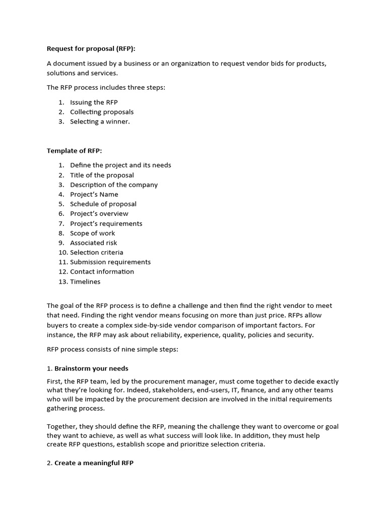 Request For Proposal | PDF | Request For Proposal | Business