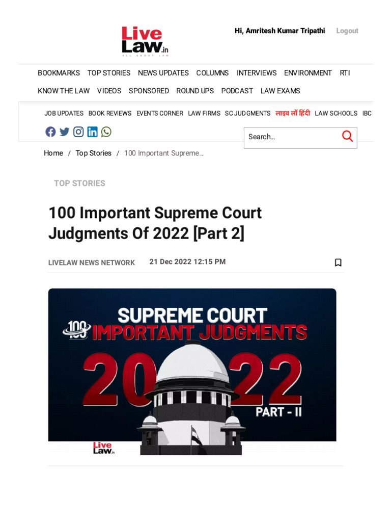 100 Important Supreme Court Judgments of 2022 Part 2 1 1 | PDF | Bail | Criminal Justice