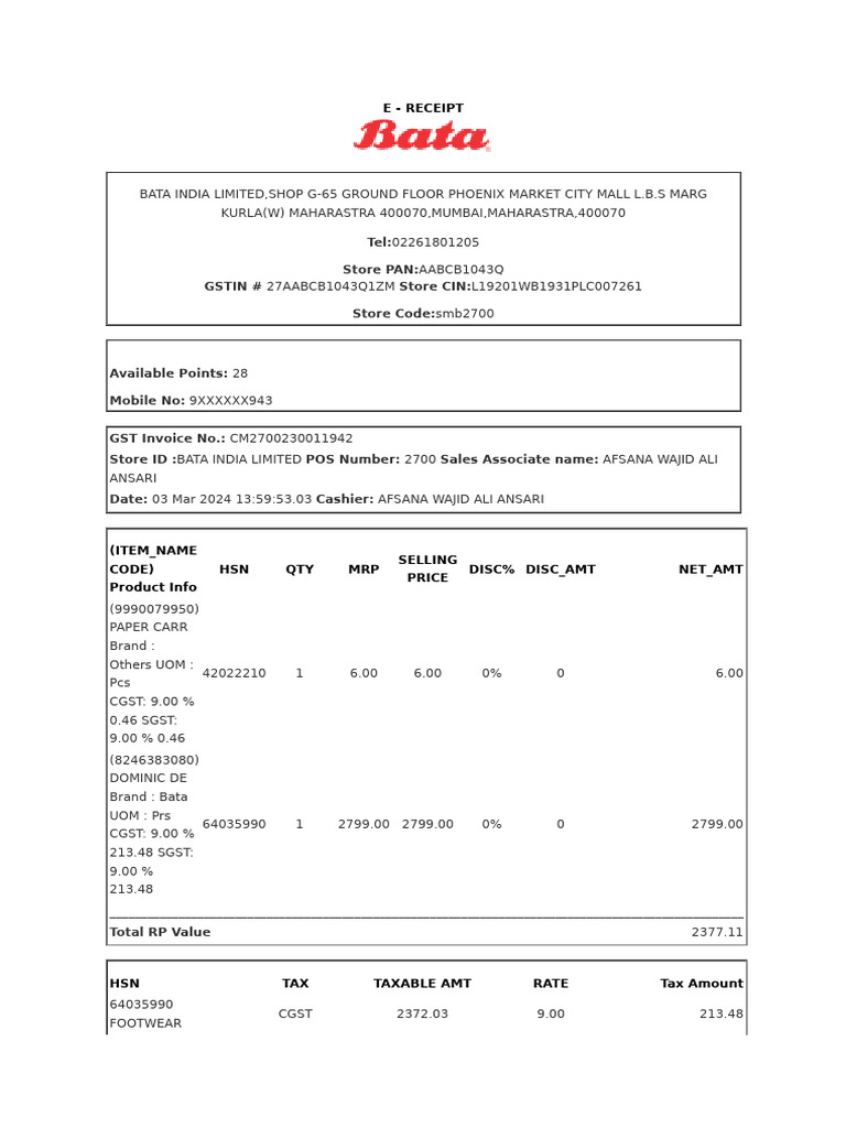 BataClub-Receipt-123451364401 | PDF | Receipt | Taxation
