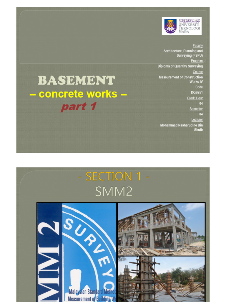DQS251 - BASEMENT - Concrete Works - Concrete - Part 1 | PDF | Concrete ...