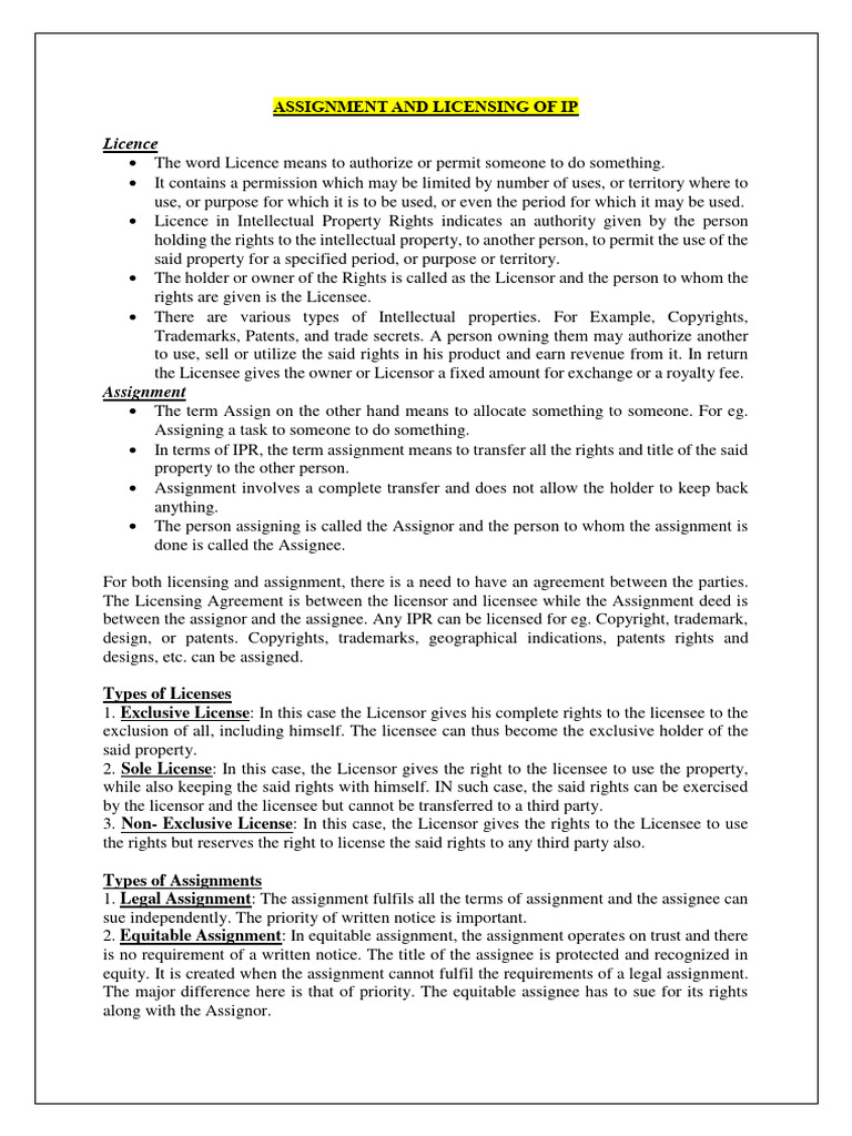 Compiled Notes - Ipr Management | PDF | License | Franchising