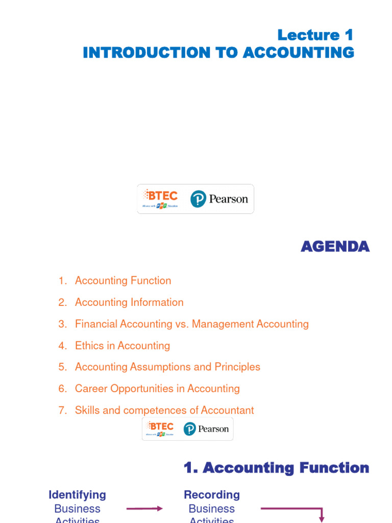 Lecture 1 - Introduction to Accounting | PDF | Accounting | Generally ...