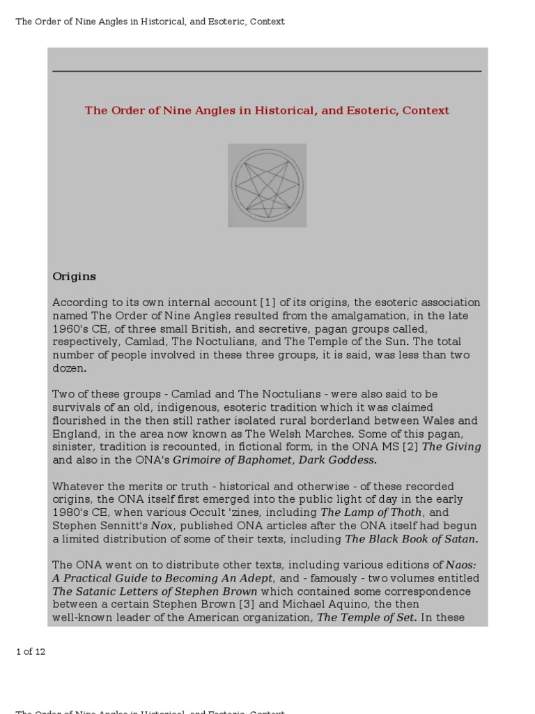 Order of The Nine Angles | PDF