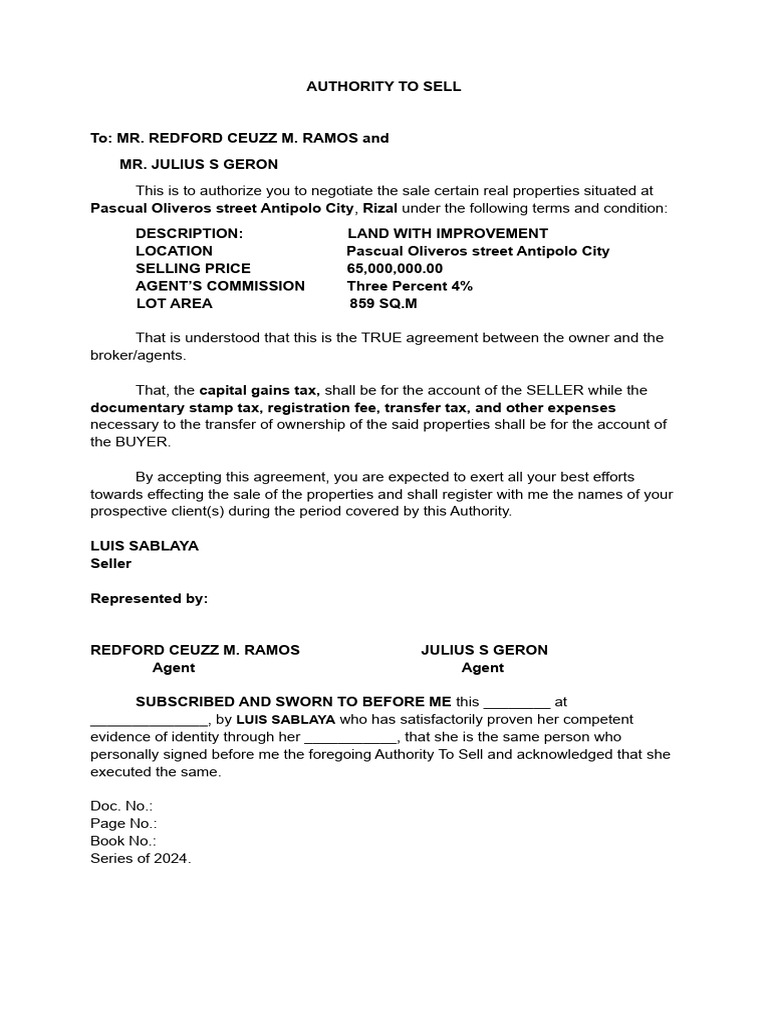 Authority To Sel1 | PDF | Sales | Taxes