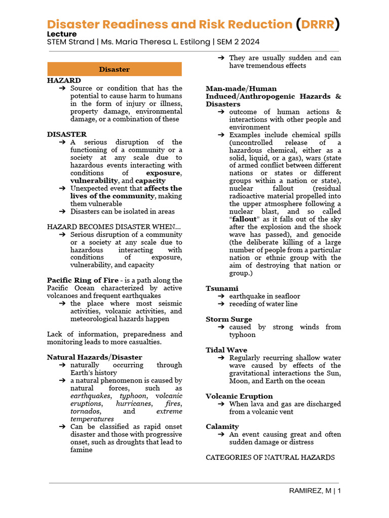 DRRR Reviewer | PDF | Natural Disasters | Hazards