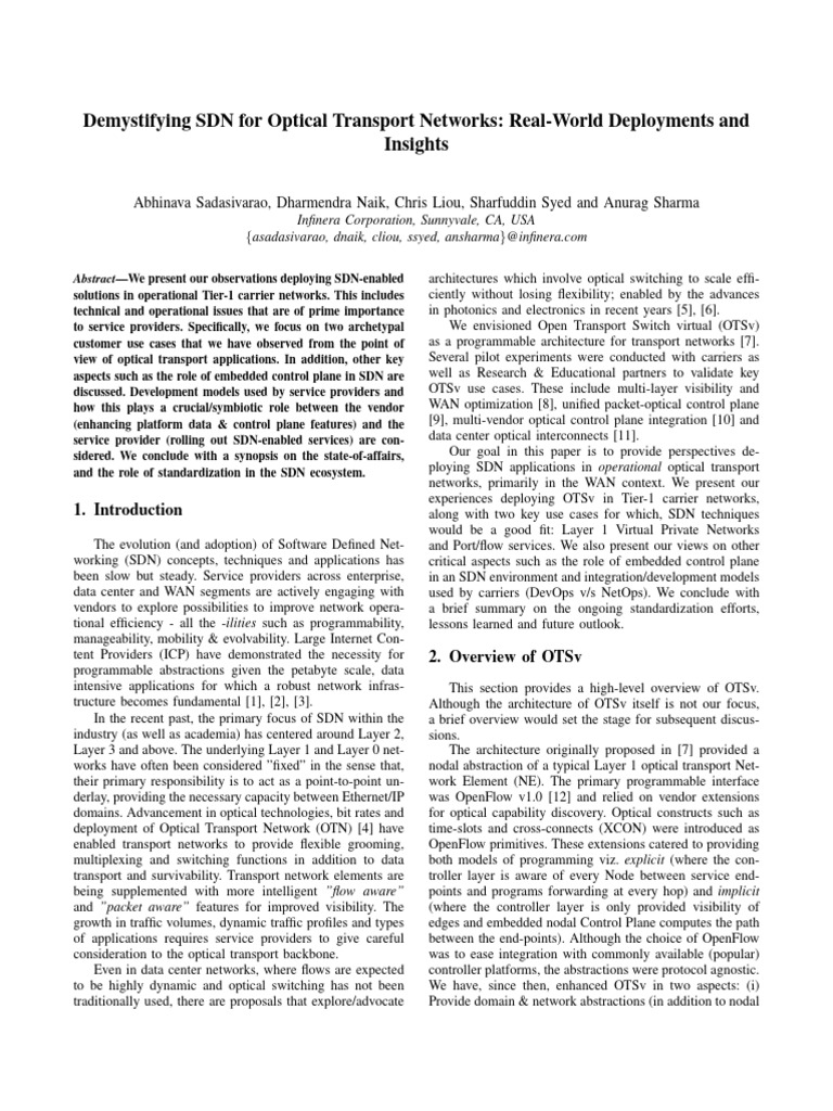 Vdocuments - MX - Demystifying SDN For Optical Transport Networks Real ... Vdocuments - MX - Demystifying SDN For Optical Transport Networks Real ...