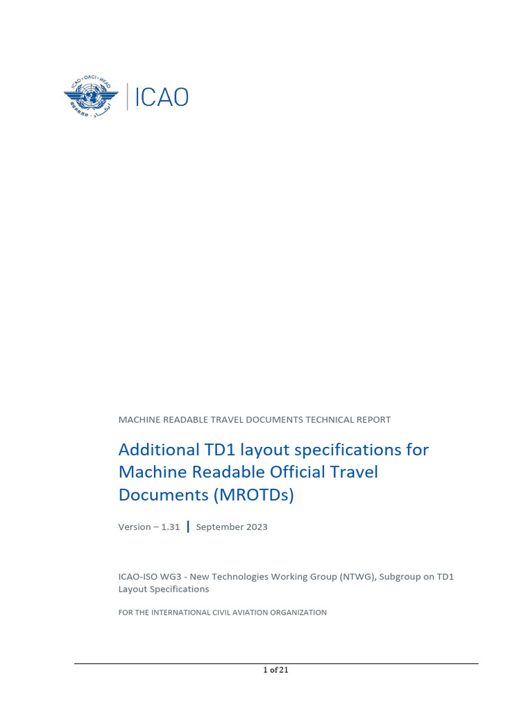 ICAO TR - Additional TD1-Format | PDF | Page Layout | Identity Document
