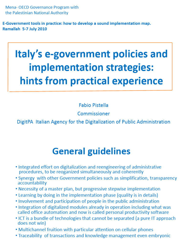 Italy's E-Government Policies and Implementation Strategies: Hints From ...