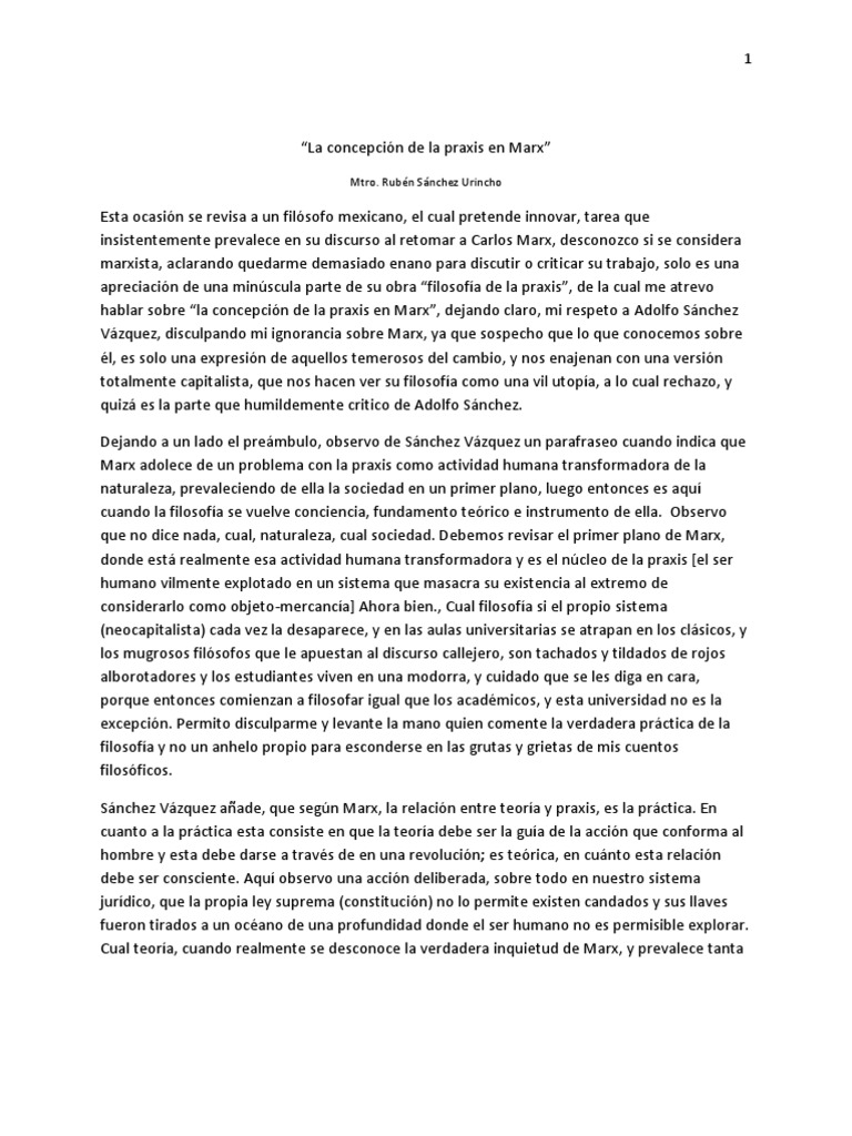 Filosofía de La Praxis | PDF | Karl Marx | Teoría