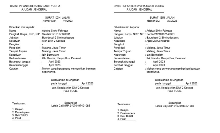 Surat Ijin Jalan | PDF