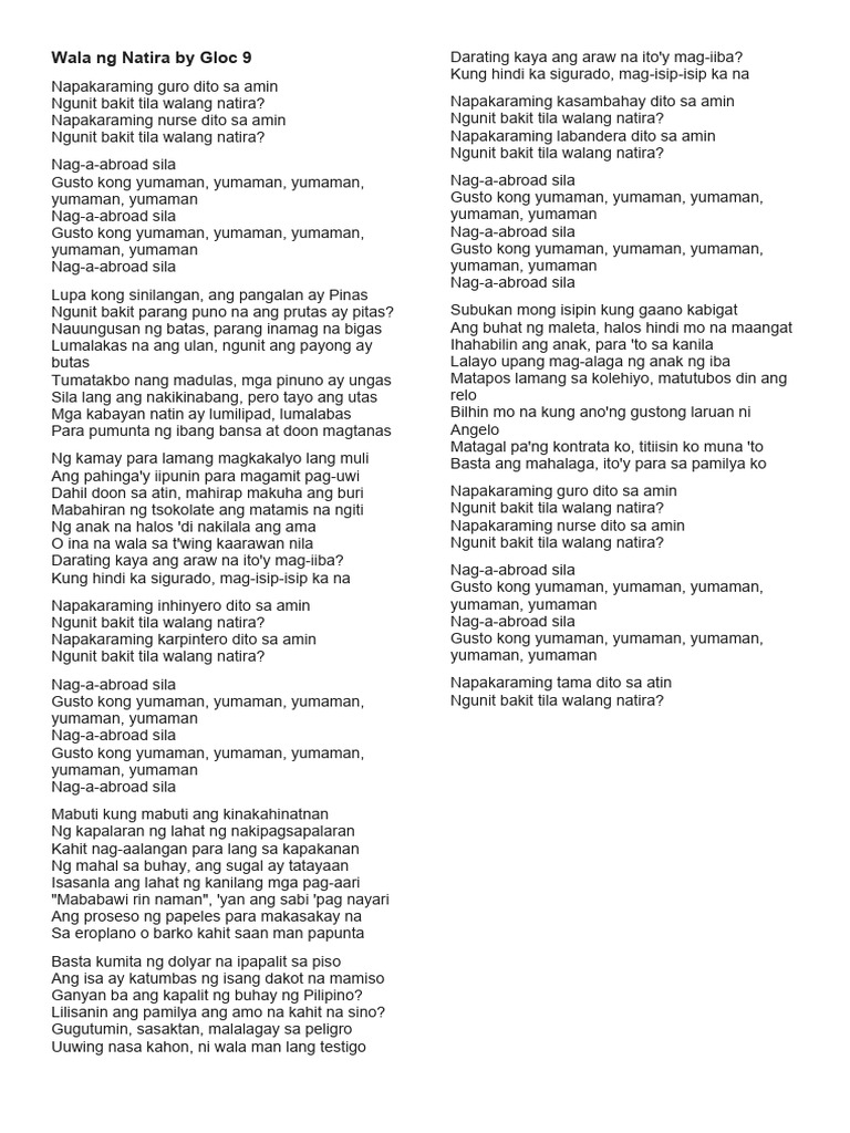 Wala NG Natira by Gloc 9 | PDF