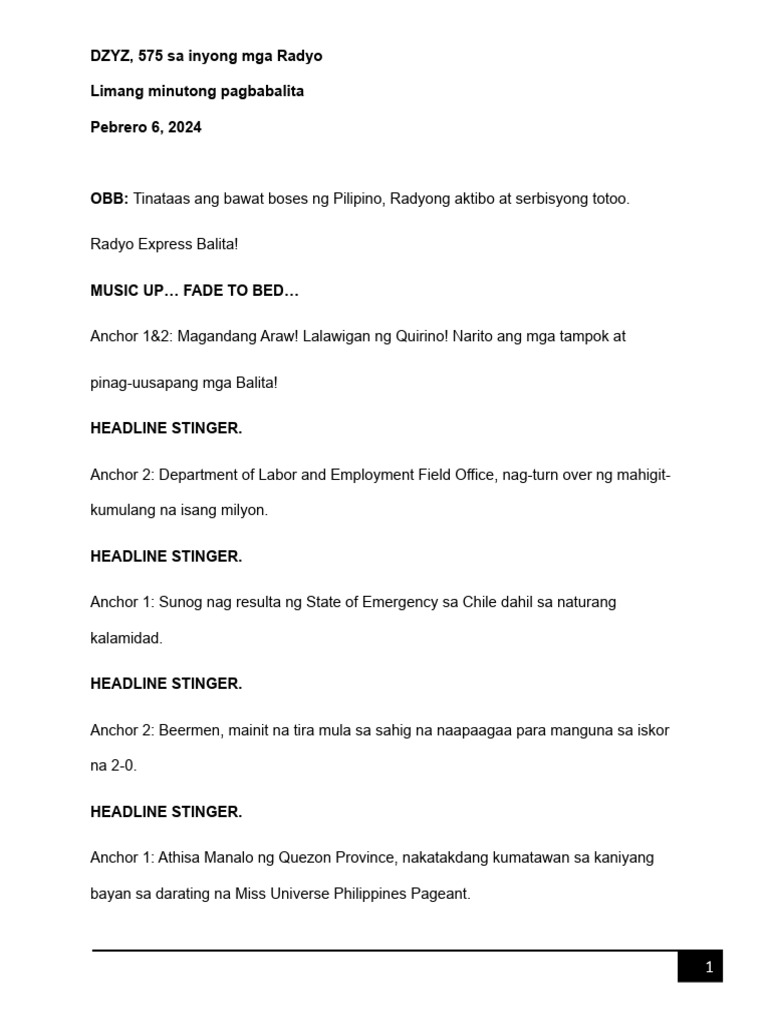 Radio Broad Script | PDF