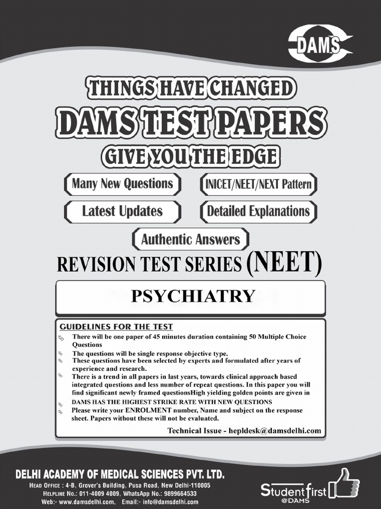 Revision Test Series - Psychiatry (QNS) | PDF | Major Depressive ...
