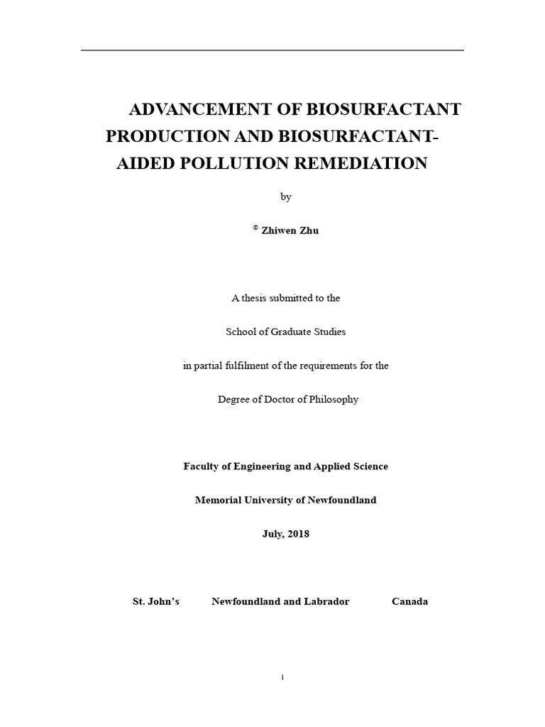 Advancement of Biosurfactant Production and Biosurfactant-Aided Pollution Remediation | PDF ...