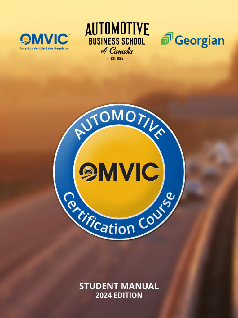 Omvic Automotive Certification Course Student Manual English 2024 Edition Georgian College Feb ...