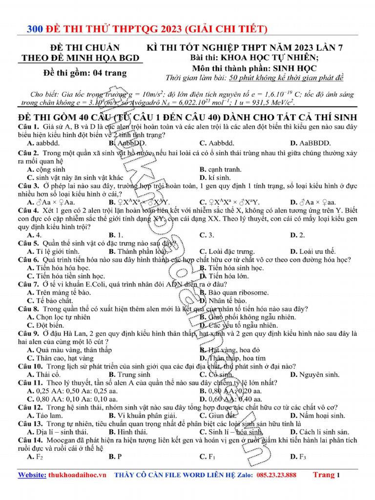 de Vip Soan Theo Cau Truc de Minh Hoa Bo Giao Duc Va Dao Tao 2023 Lan 7 | PDF