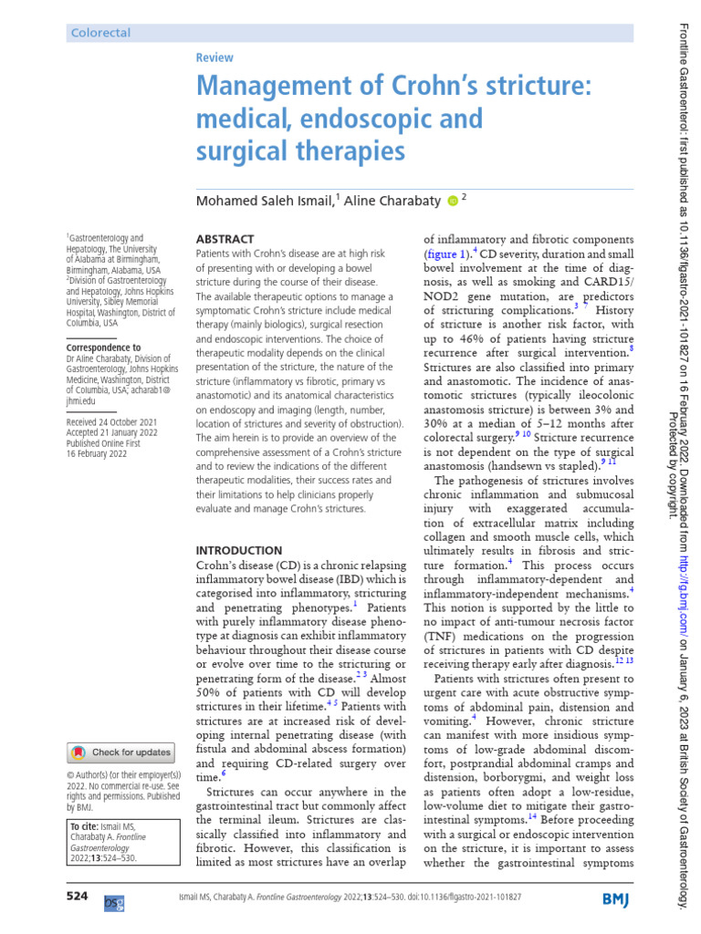 Crohns Strictures | PDF | Crohn's Disease | Inflammatory Bowel Disease