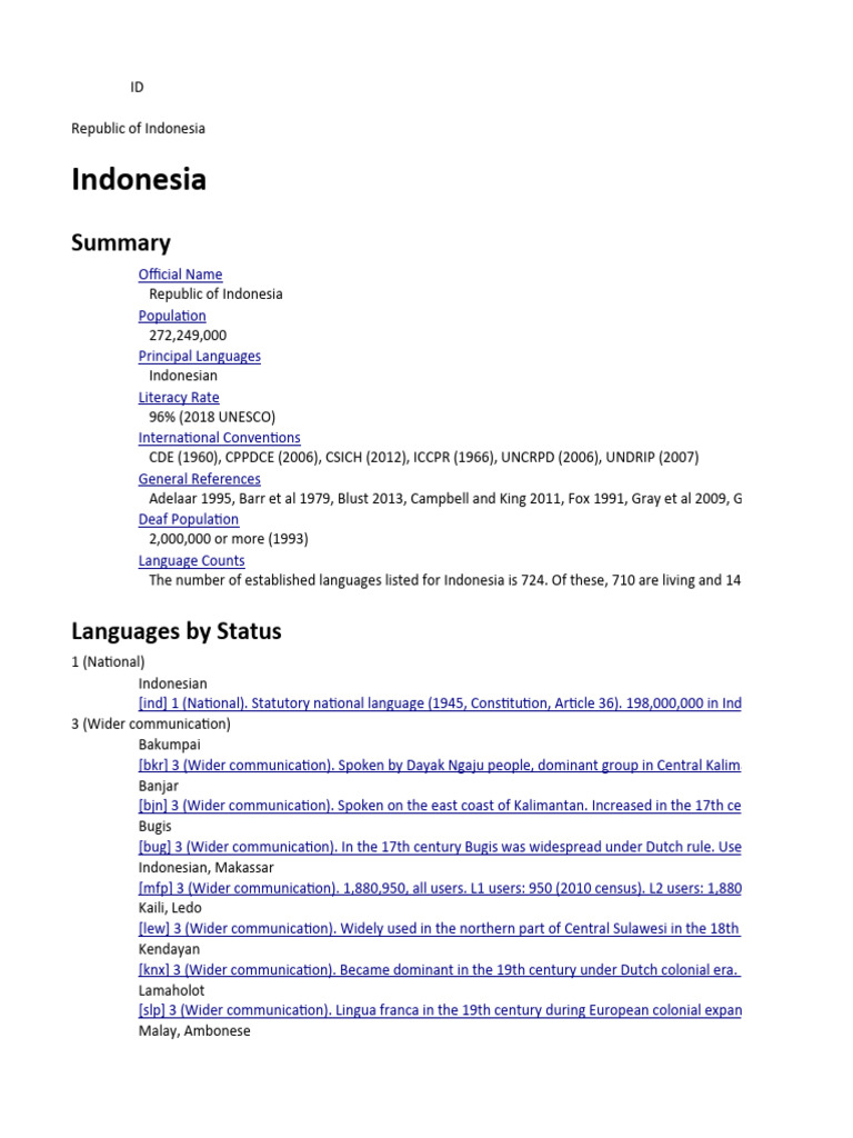 Bahasa Daerah Ethnologue | PDF | Languages | Foreign Language Studies