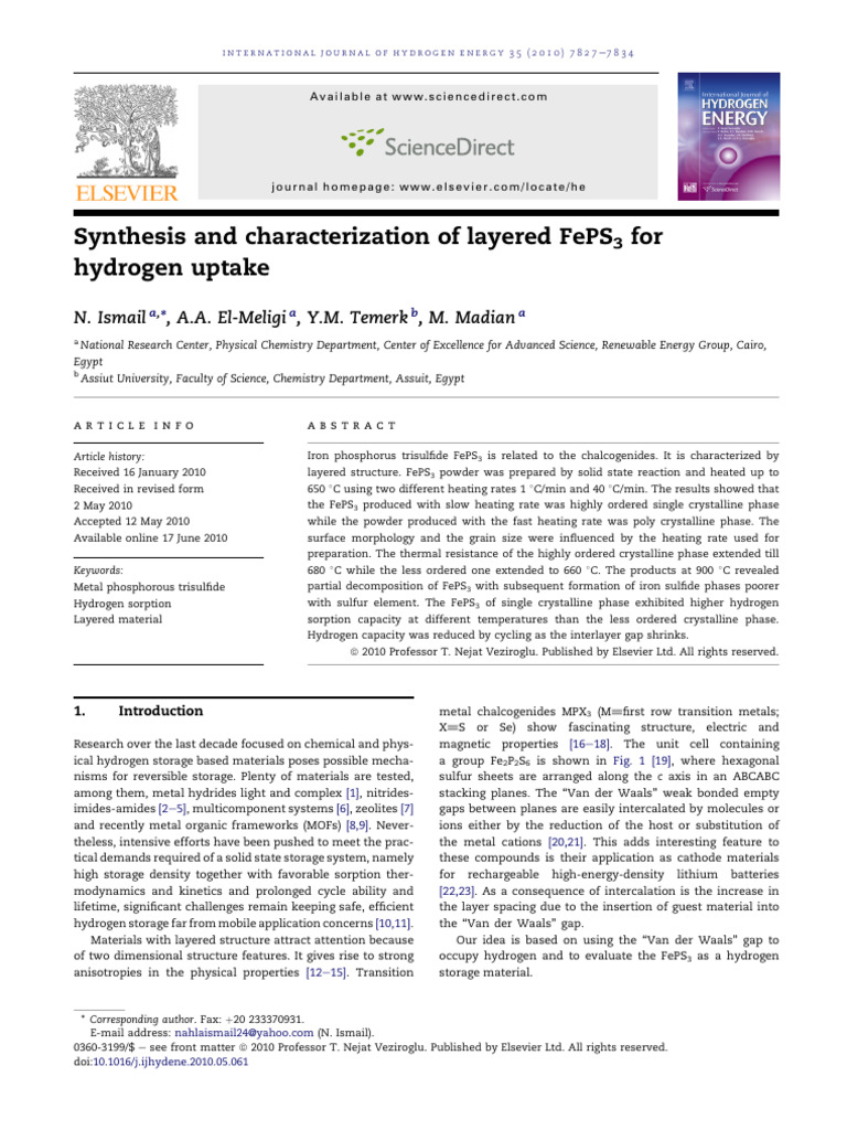 FePS3 3 | PDF | Adsorption | Transmission Electron Microscopy