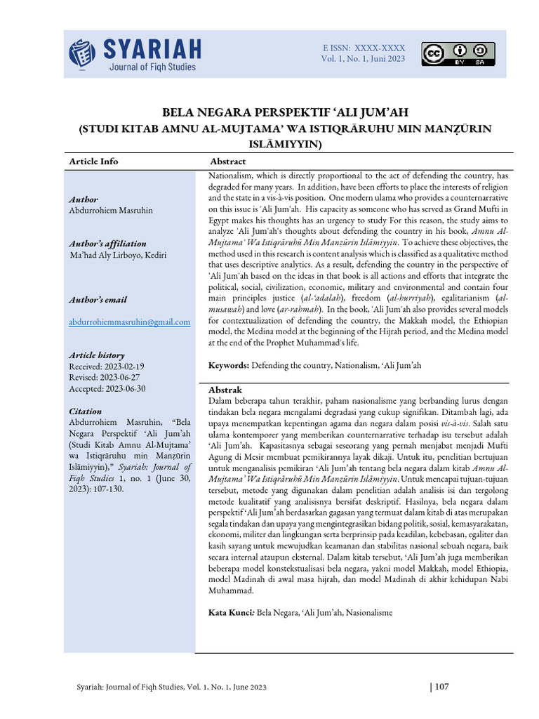 05 Bela Negara Perspektif Ali Jum'ah | PDF | Abrahamic Religions | Sharia