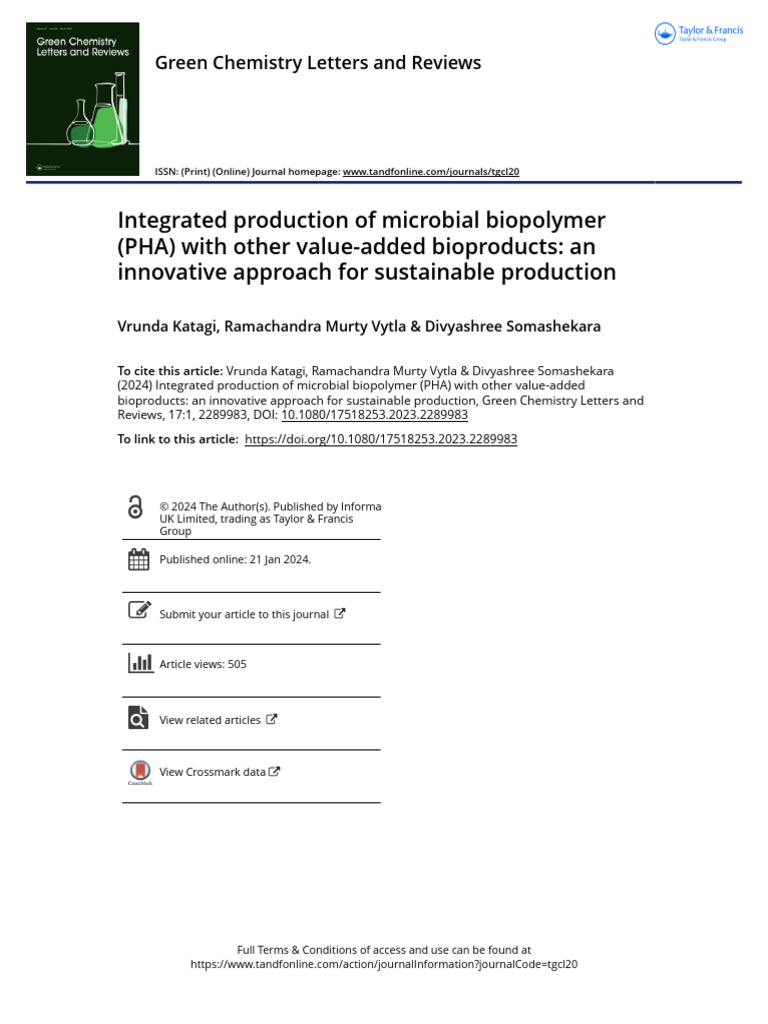 Integrated Production of Microbial Biopolymer PHA With Other Value-Added Bioproducts An ...
