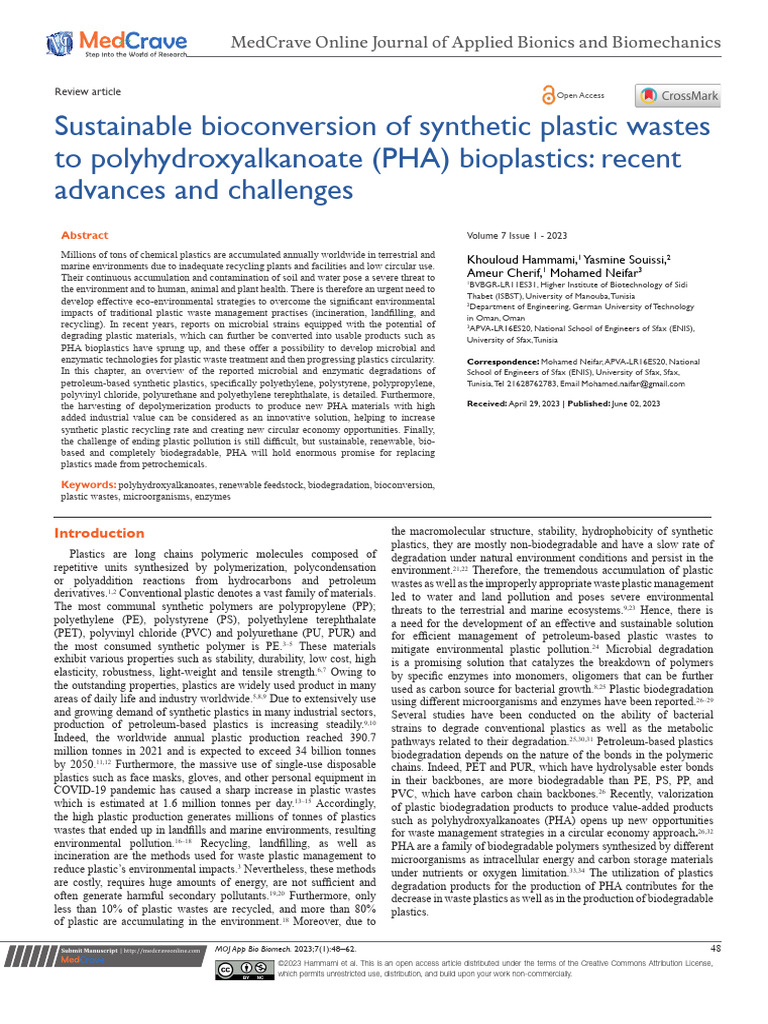 Sustainable Bioconversion of Synthetic P | Download Free PDF | Plastic | Biodegradation