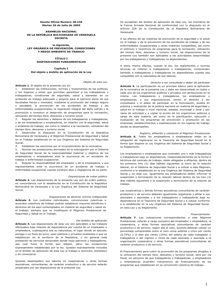 Lopcymat Pdf Derecho Laboral Ministerio Departamento De Gobierno
